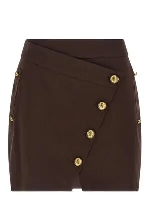 Elisabetta Franchi Jewel Button Mini Skirt - Brown