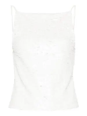 PAROSH Sequin-embellished Open Back Top - Panna