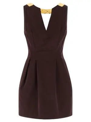Elisabetta Franchi Metal Plaque Mini Dress - Brown