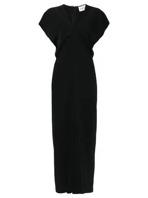 PAROSH Draped Cady Maxi Dress - Nero