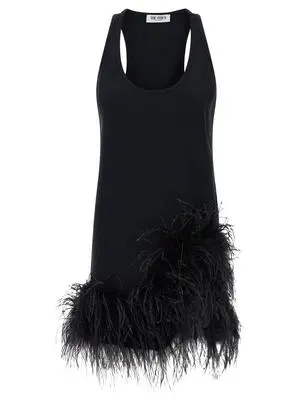 Attico Feather Mini Dress - Black