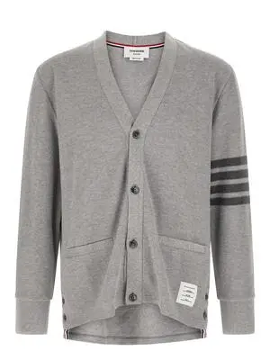 Thom Browne 4-bar Honeycomb Knit Cardigan - Gray