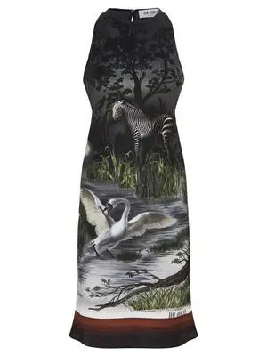 Attico Printed Twill Mini Dress - Smoke