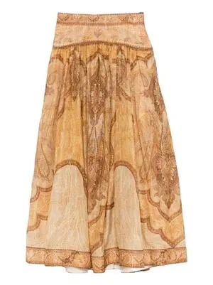 Zimmermann Wanderlust Cotton And Silk Maxi Skirt - Beige
