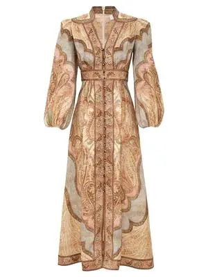 Zimmermann Wanderlust Low Cut Midi Dress - Multicolour