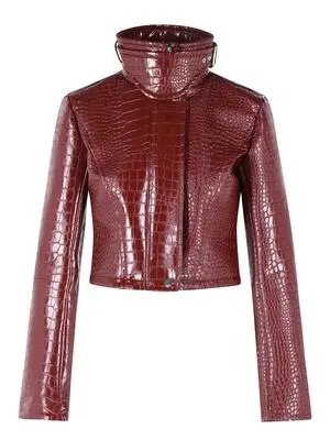 Sportmax Cropped Alligator Print Jacket - Bordeaux