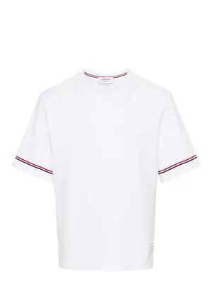 Thom Browne Rwb Stripe Cotton T Shirt - White