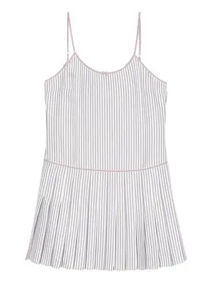 Thom Browne Striped Pleated Minidress - Med Grey