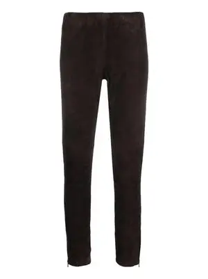 PAROSH Slim Fit Suede Trousers - Testa Di Moro