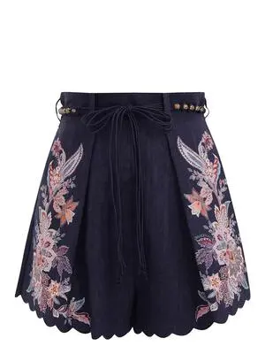 Zimmermann Rhiannon Shorts With Darts - Blue