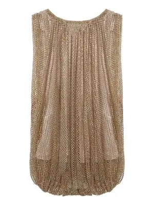 Sportmax Mesh Top With Crystals - Beige