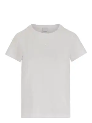 Pinko Cotton T-shirt With Embroidered Logo - White