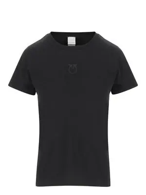 Pinko Bussolotto Cotton T-shirt With Logo - Black