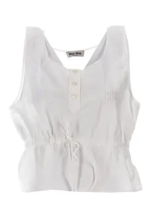 Miu Miu Top Popeline Fiammato - Bianco