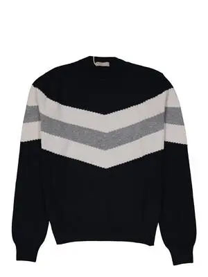Herno Zigzag Stripe Wool Sweater - Blue