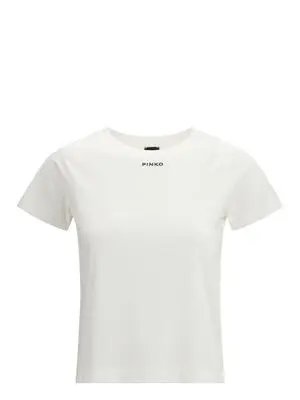 Pinko Basic Cotton T-shirt With Logo - White