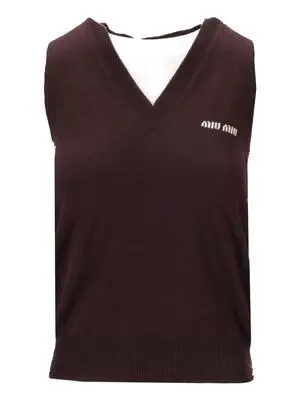 Miu Miu Maglieria Wool Vest - Cacao
