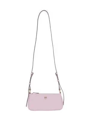 Pinko Mini Half Moon Baguette Leather Bag With Logo - Pink