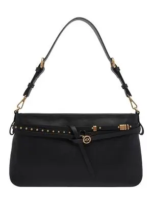 Pinko Leather Shoulder Bag - Black