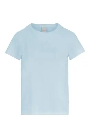 Pinko Bussolotto Cotton T-shirt With Logo - Clear Blue