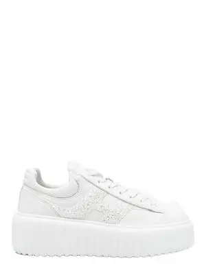 Hogan H Stripes Leather Sneakers - White