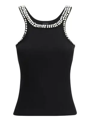 Pinko Ribbed Knit Top With Jewel Embellishments - Black