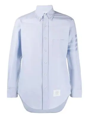 Thom Browne Classic Fit Shirt W/ Bar In Oxford Satin Weave - Light Blue