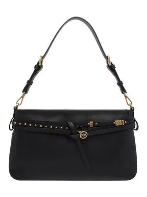 Pinko Leather Shoulder Bag - Black