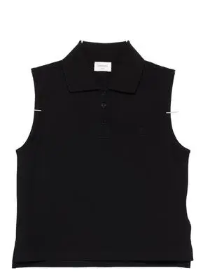 Saint Laurent Cotton Sleeveless Polo Shirt - Black