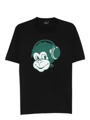 Paul Smith Monkey Headphone Cotton T Shirt - Black