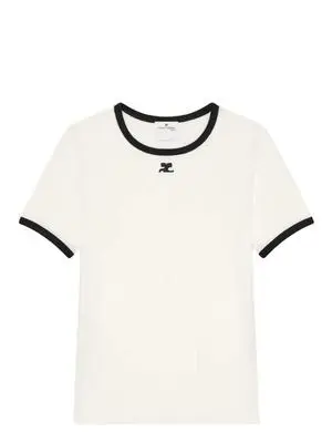 COURREGES T-shirt Signature Contrast - Heritage White/black