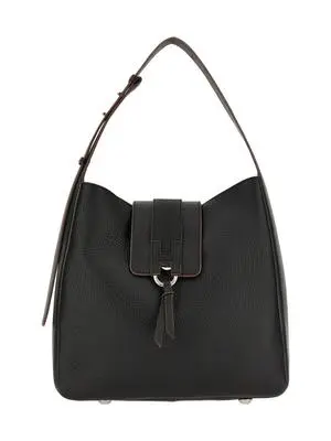 Hogan Leather Hobo Bag - Black