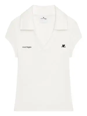 COURREGES Logo Cropped Polo Shirt - White