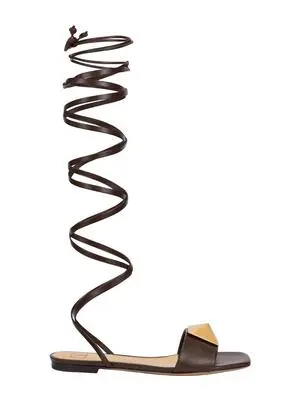 Valentino Garavani Leather Spiral Sandals - Brown