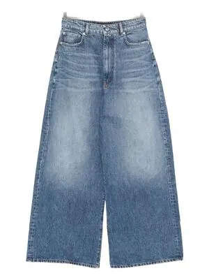 Sportmax Denim Cotton Wide Leg Jeans - Blue