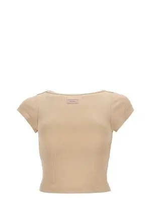 Jean Paul Gaultier Top With Logo Patch - Nude