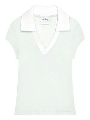 COURREGES Logo Cropped Polo Shirt - Clear Blue