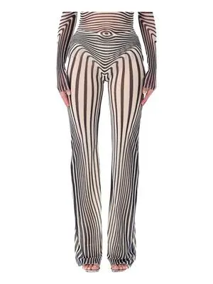 Jean Paul Gaultier Striped Tulle Trousers - Ecru Navy