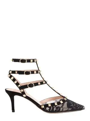 Valentino Garavani Rockstud Lace Pumps - Black