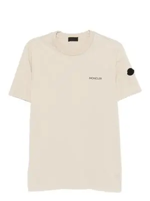 Moncler Logo Cotton T Shirt - Beige