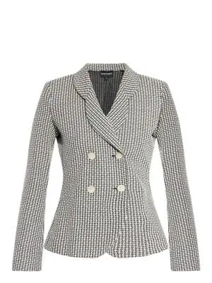 Emporio Armani Double-breasted Houndstooth Blazer - Beige