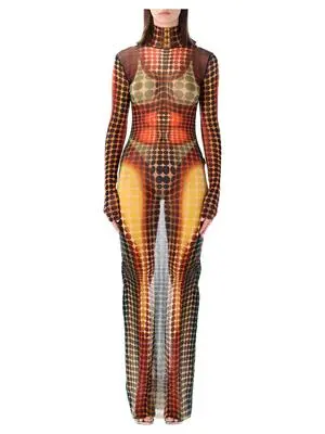 JEAN PAUL GAULTIER Dots Re-edition Long Dress - Orange Multi