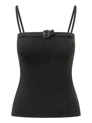 COURREGES Ribbed Tank Top - Black