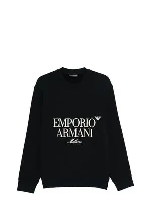 Emporio Armani Cotton Sweatshirt With Logo - Blue
