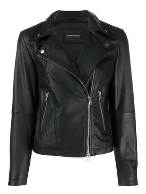 Emporio Armani Leather Biker Jacket - Black