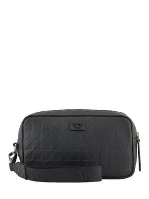 Emporio Armani Logoed Leather Beauty Bag - Black