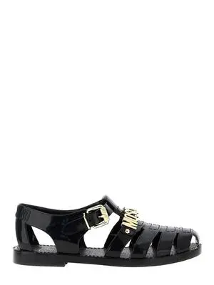 Moschino Jelly Sandals With Logo - Black