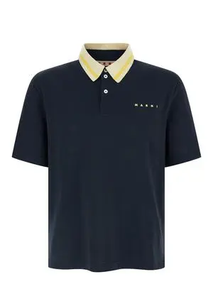 Marni Piqué Cotton Polo Shirt - Blue