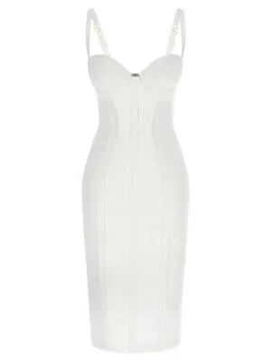 Elisabetta Franchi Corset Midi Dress - White