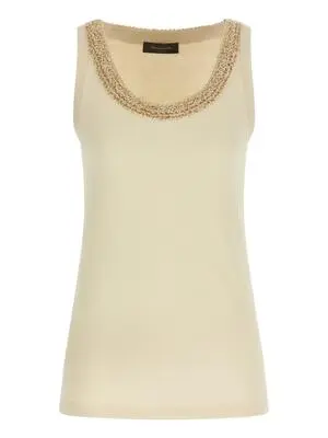 Fabiana Filippi Tweed Insert Top - Beige